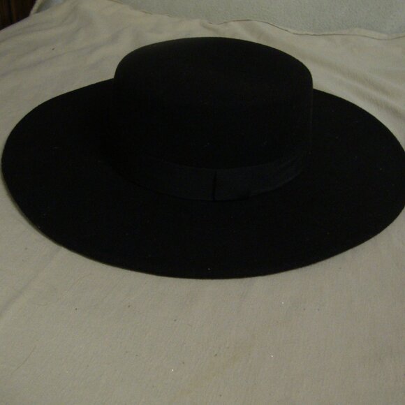 Accessories | Spanish Gaucho Or Amish Black Flat Top Fedora Costume Hat ...